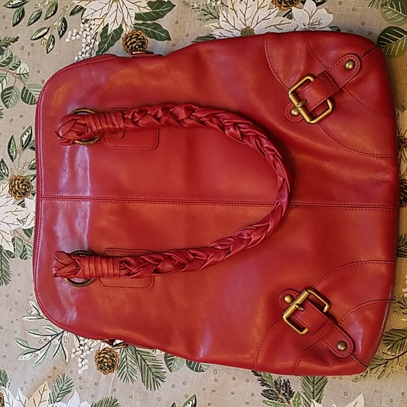 Kate Landry | Bags | Kate Landry Red Leather Laptop Bag Tote | Poshmark
